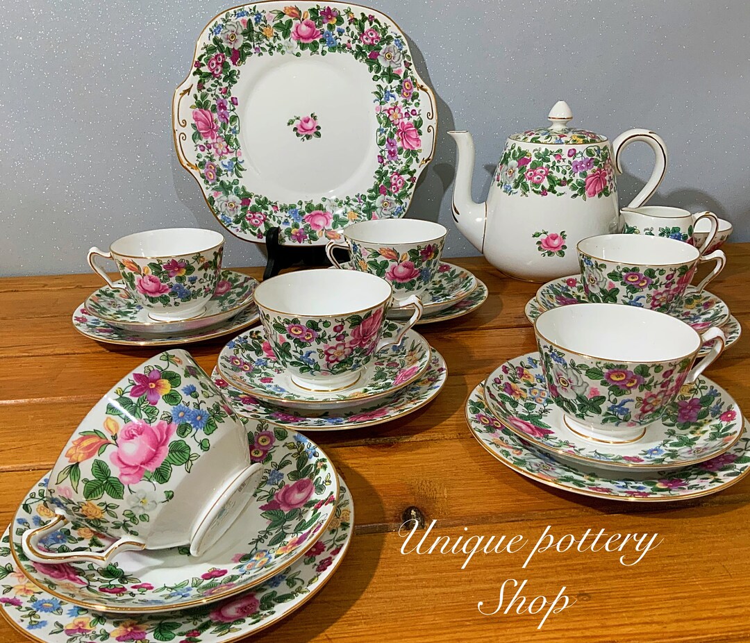 A Beautiful English Antique Tea Set by Crown Staffordshire - Etsy