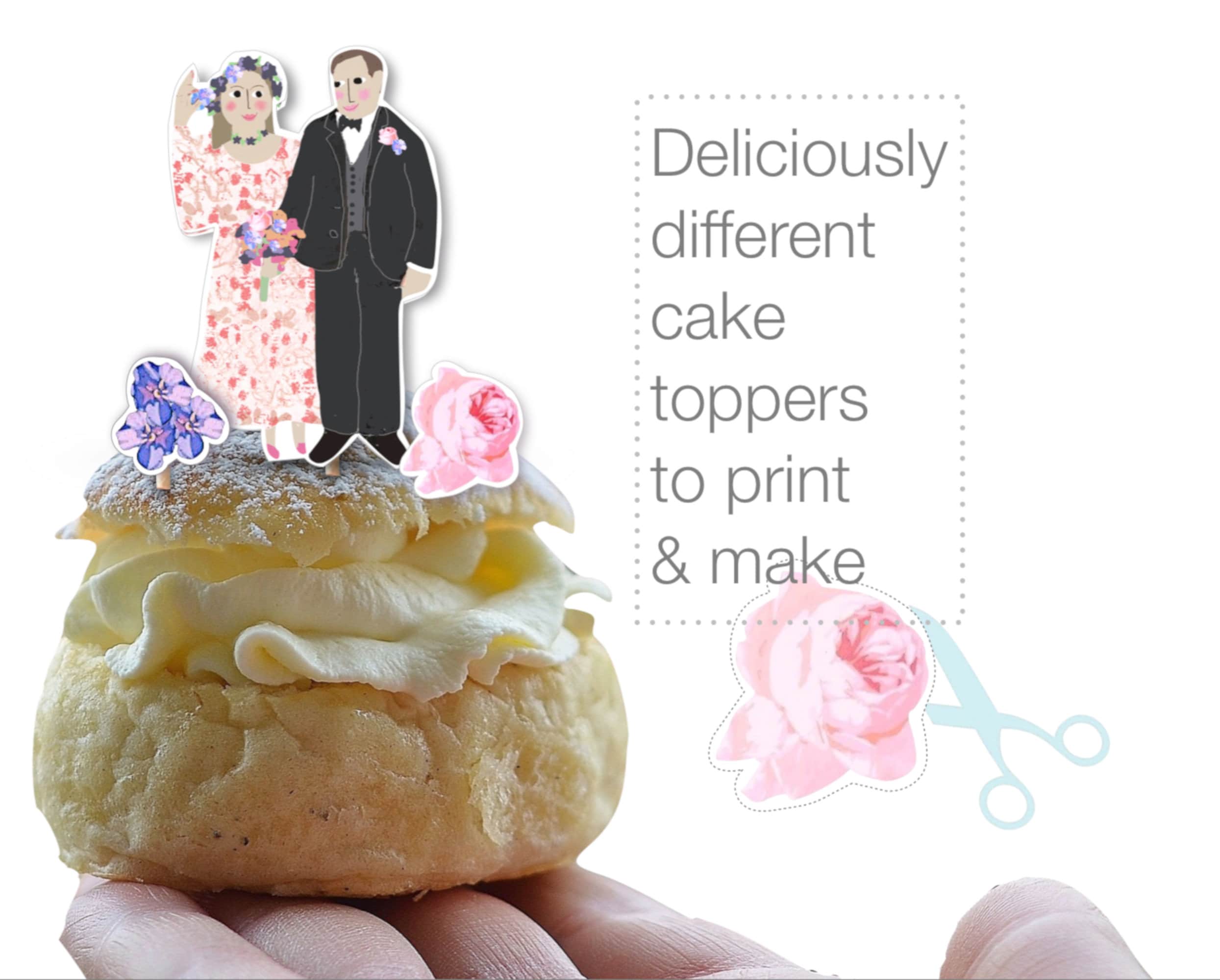 Printable Anniversary Cake Topper • DIY Couple Cake Topper • Wedding ...