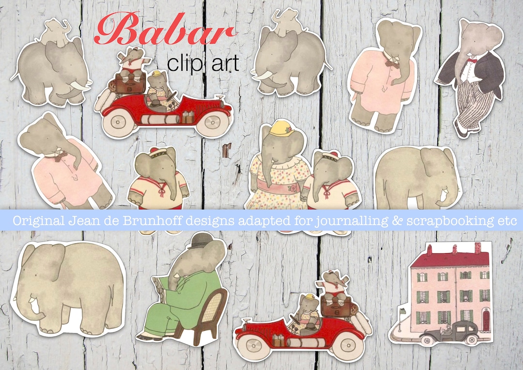 Babar Clip Art • Elephant Printable • Vintage Babar • PDF • Collage ...