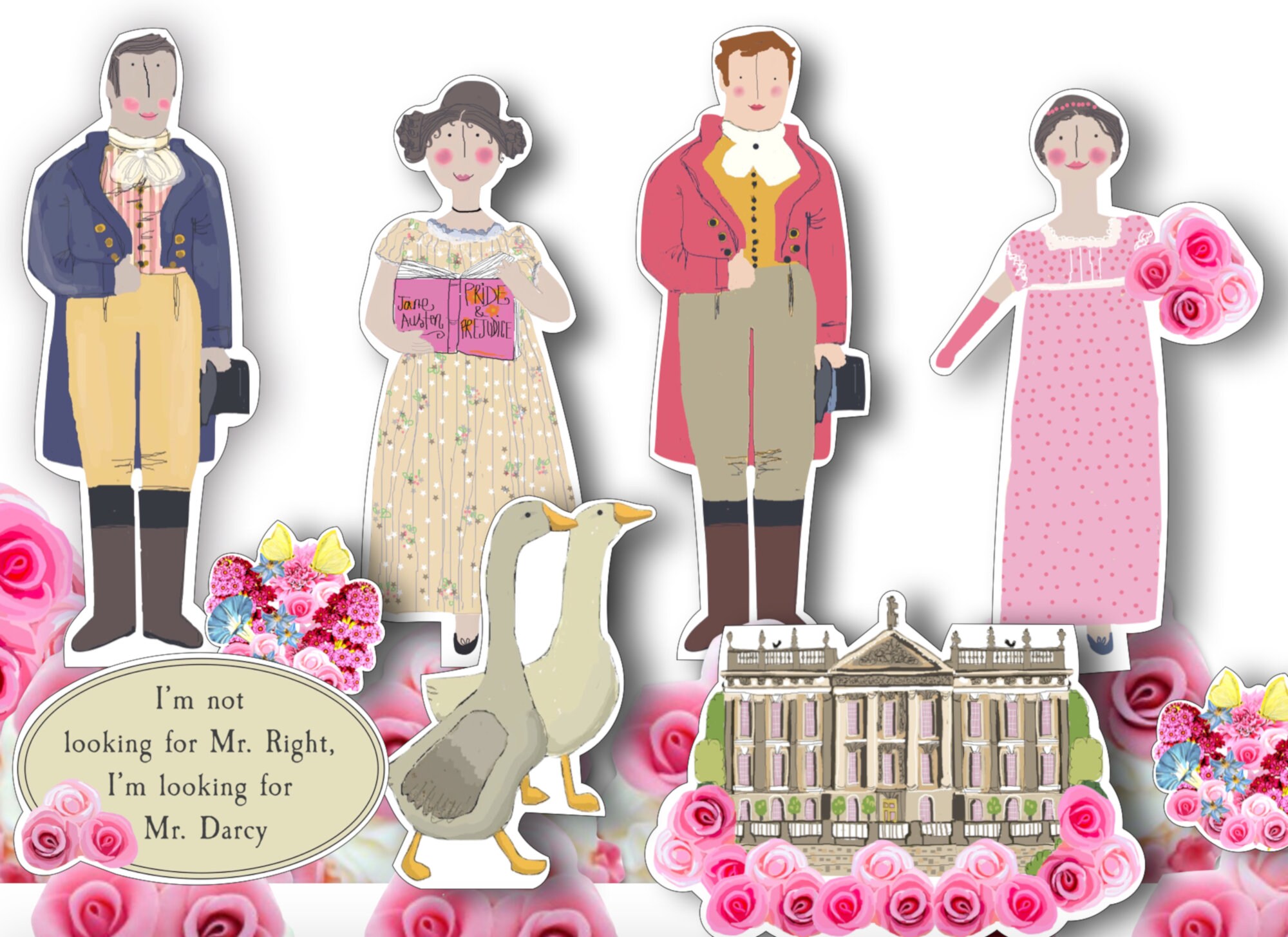 Pride and Prejudice DIY Cake Toppers Jane Austen Gifts Printable Cake ...
