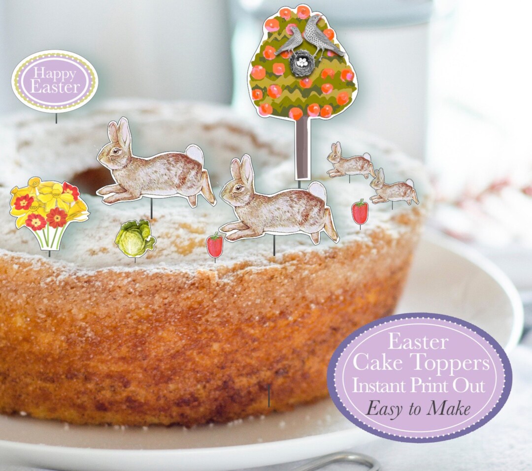 Easter Bunny Cake Toppers. Printable Easter Decorations to Download and ...