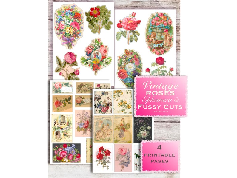 Junk Journal Vintage Scrapbook Printable Fussy Cut Roses Victorian ...