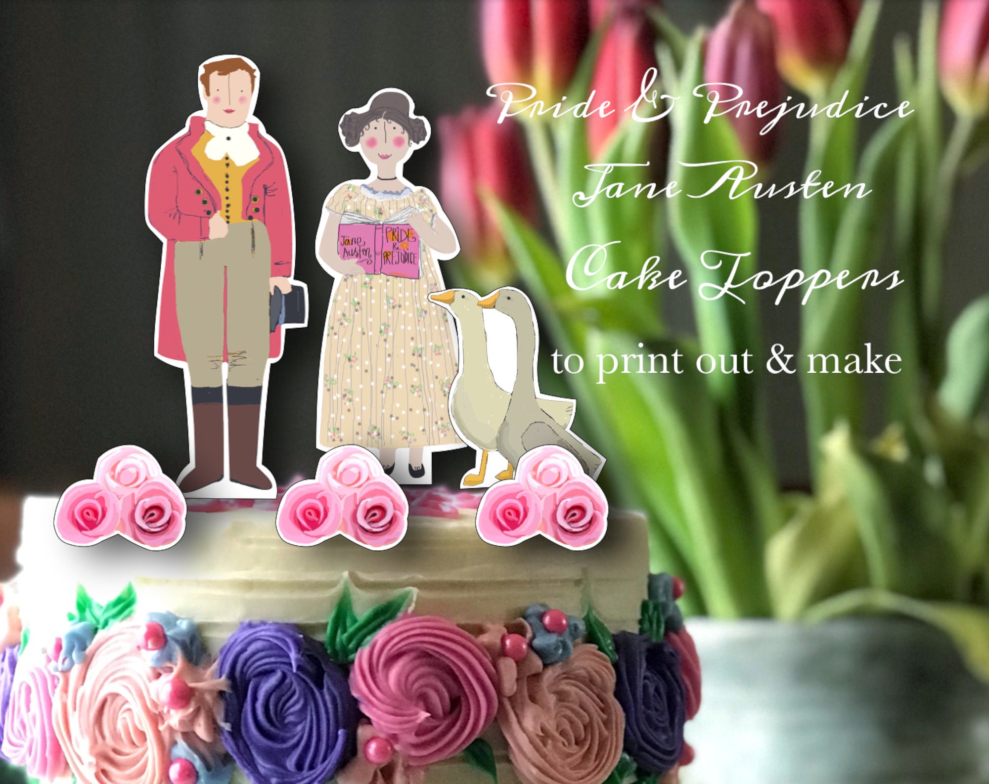 Pride and Prejudice DIY Cake Toppers Jane Austen Gifts Printable Cake ...