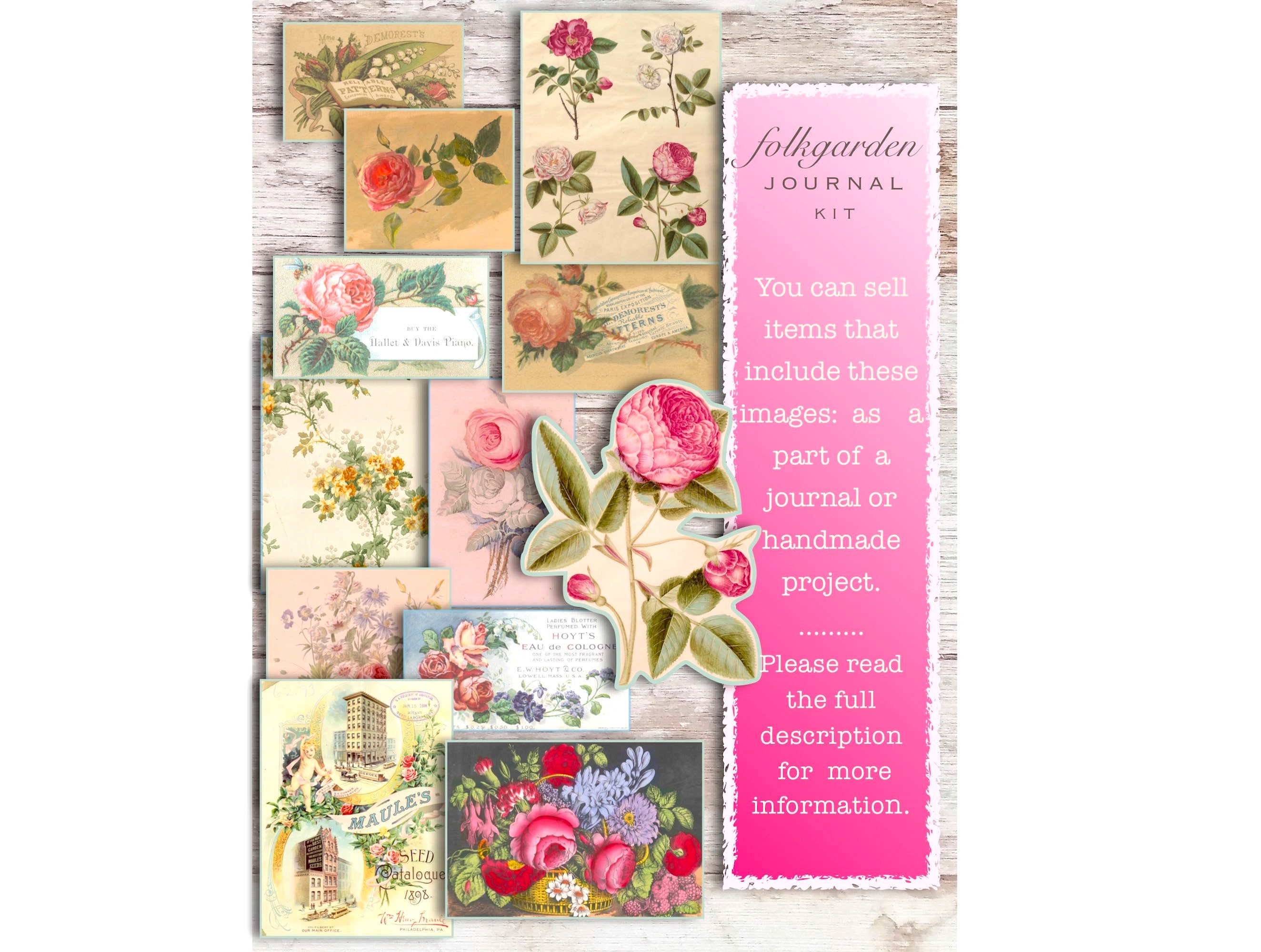 Junk Journal Vintage Scrapbook Printable Fussy Cut Roses Victorian ...