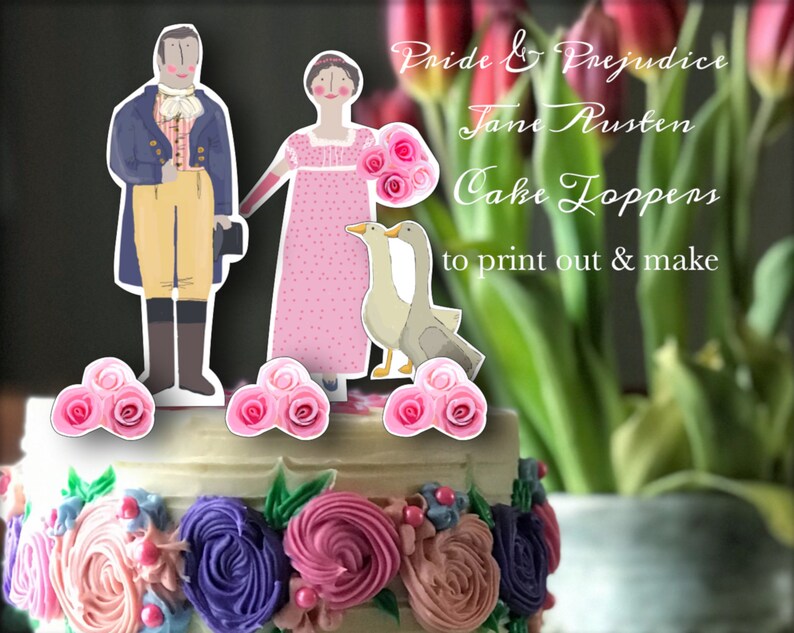 Pride and Prejudice Wedding Cake Topper Jane Austen Cupcake Toppers DIY ...