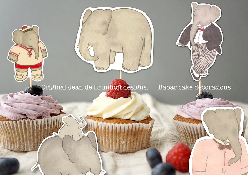 Elephant Birthday Decorations for Kids • Babar the Elephant Cupcake ...