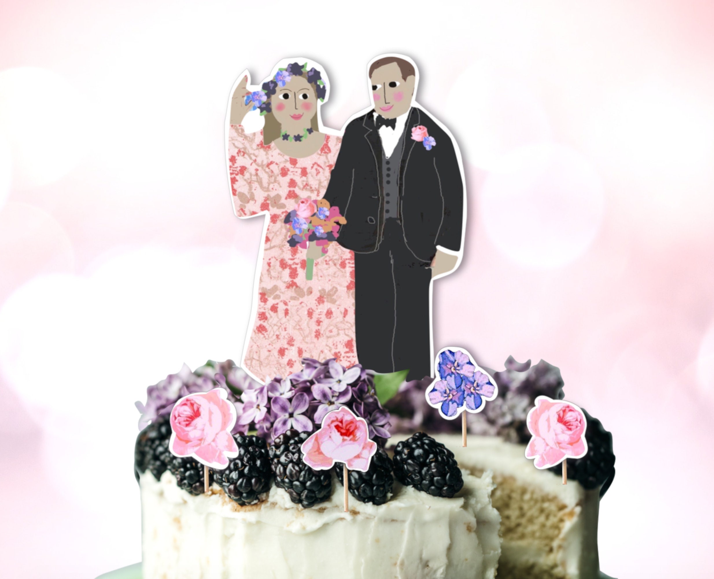 Printable Anniversary Cake Topper DIY Couple Cake Topper Wedding Cake ...