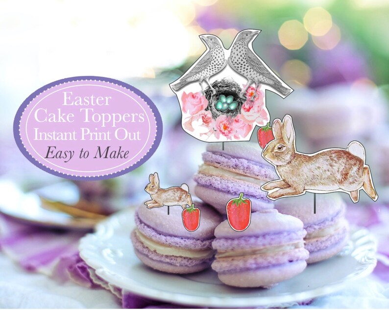 Easter Bunny Cake Toppers. Printable Easter Decorations to Download and ...