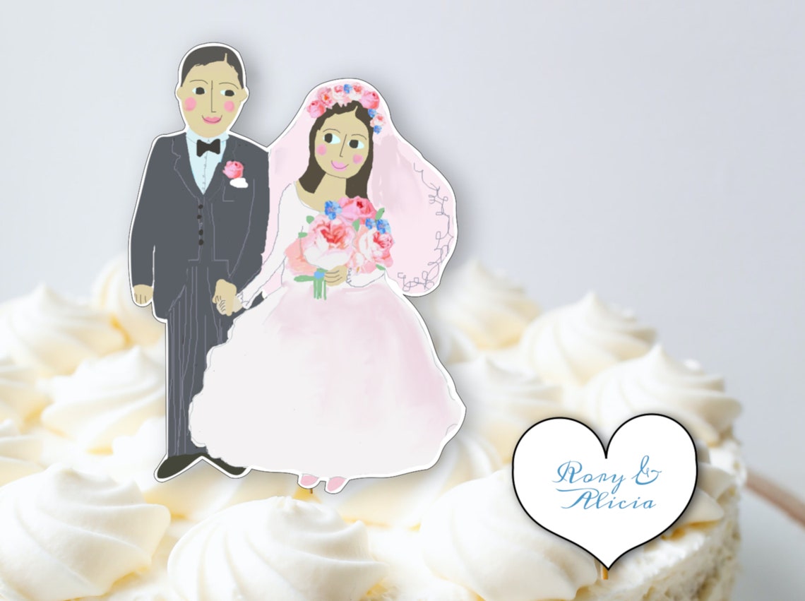 Bride and Groom Wedding Cake Topper Mr and Mrs Wedding Cake | Etsy