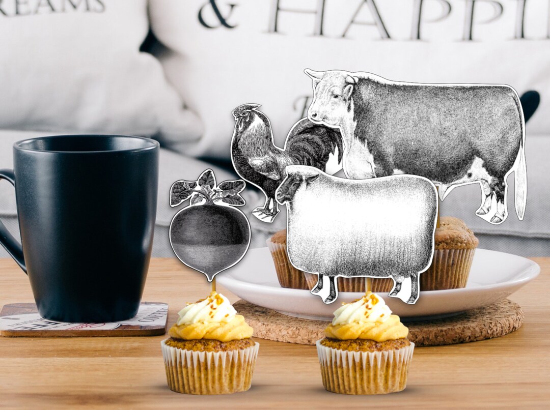 Farm Animal Cake Decorations Vintage Animal Cake Decor Rooster, Sheep ...