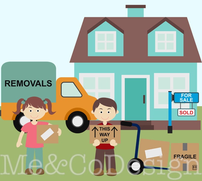 Moving Day Clipart Digital Clipart Moving House Clip Art | Etsy