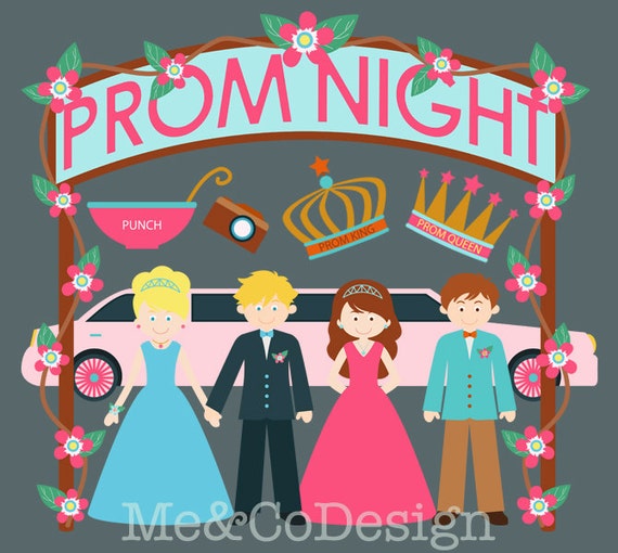 Prom Night Clipart Fun Cute Clipart Girl and Boy Instant | Etsy