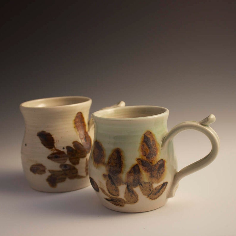 Earthenware Coffee Mug With Nature Design and Thumb Rest - Etsy