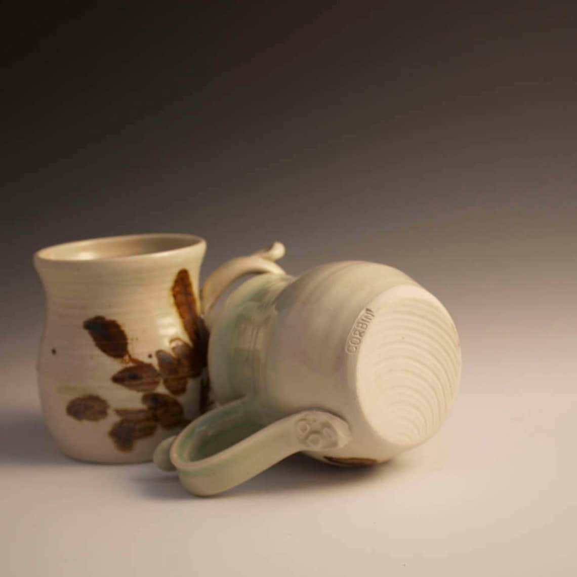 Earthenware Coffee Mug With Nature Design and Thumb Rest - Etsy