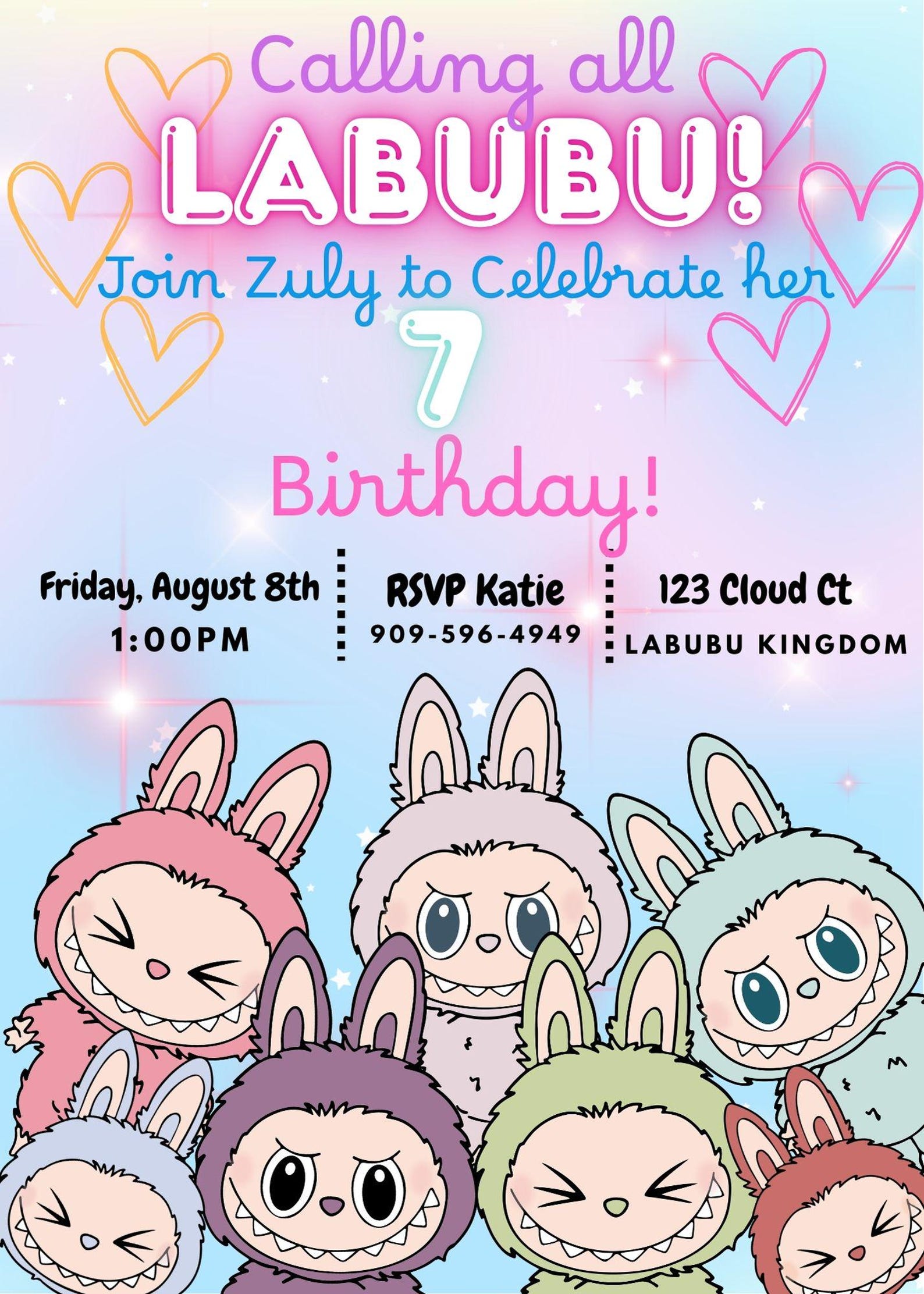 Labubu Birthday Invitation, Digital Download, Editable Invitation ...