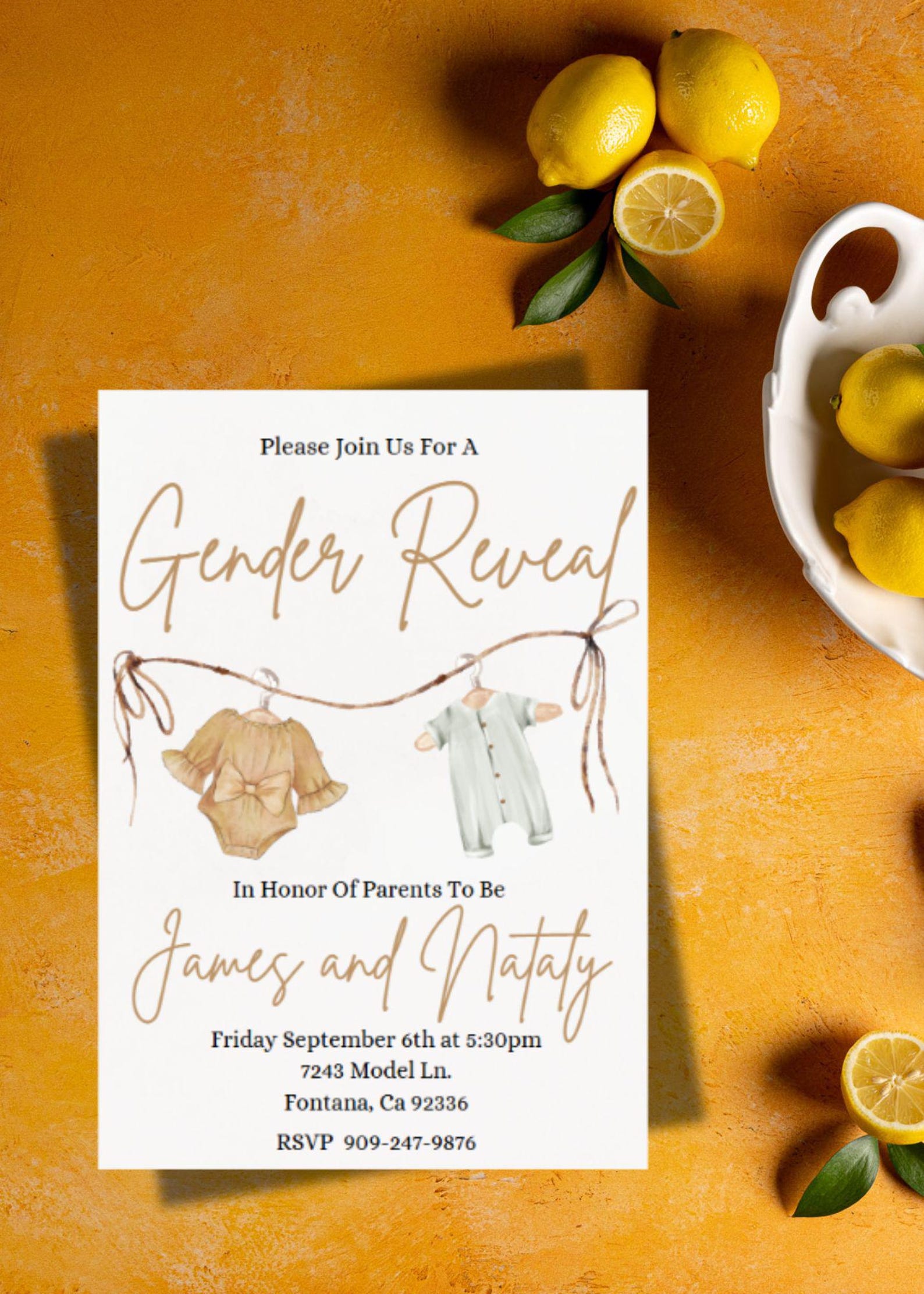 Neutral Gender Reveal, Editable Invitation, Birthday Invite, Printable ...