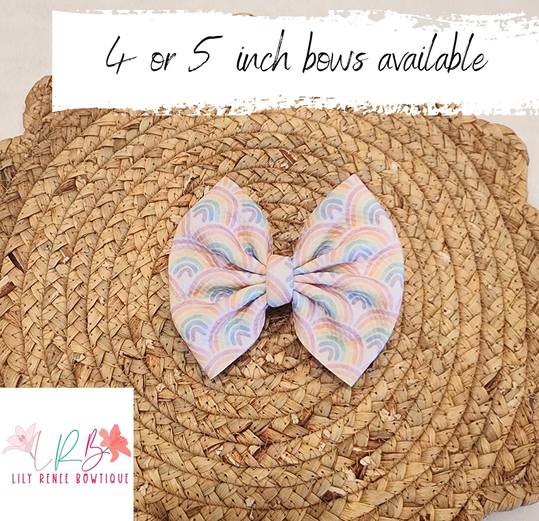 Spring Pastel Rainbow Hair Bows, Clip Bows, Easter Bows, Spring Bow ...