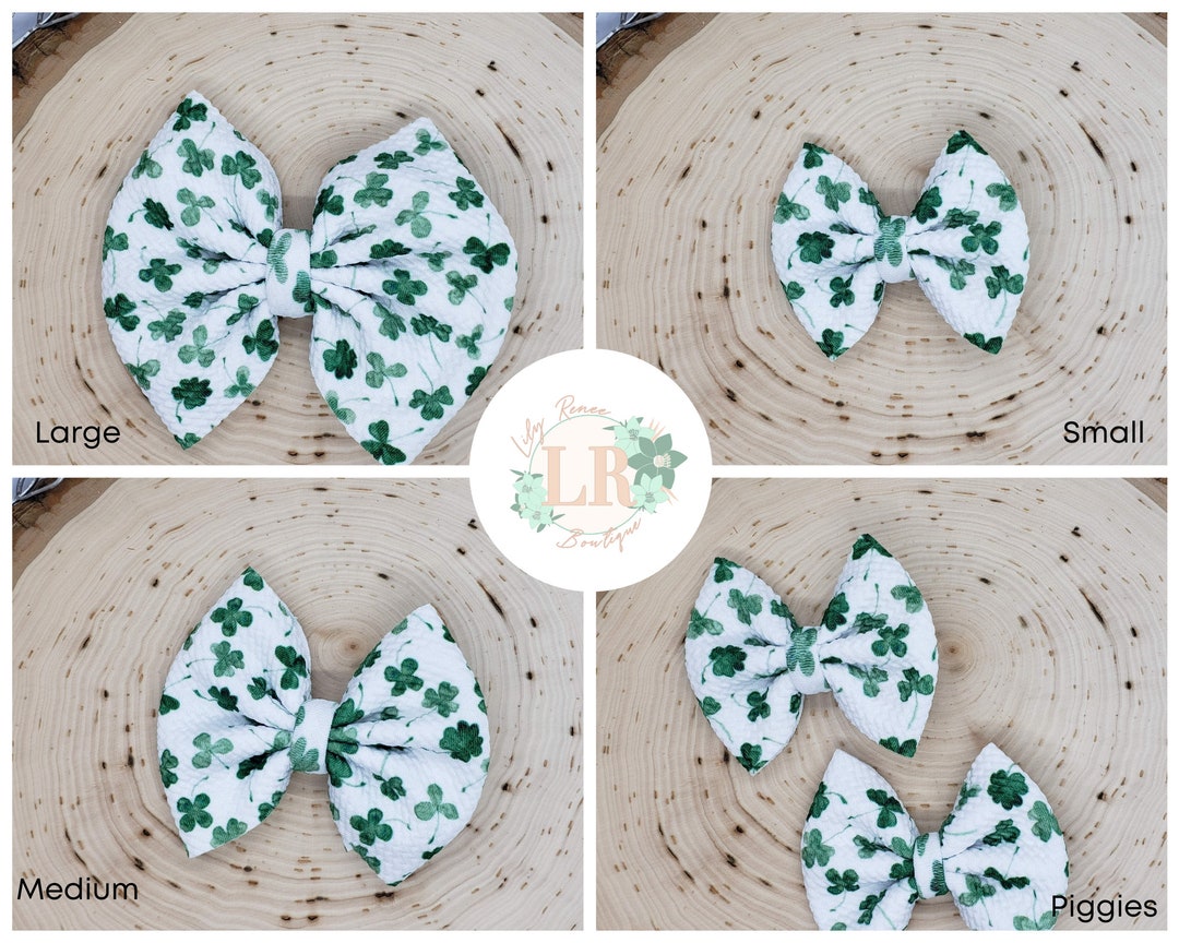 Shamrock Clover Hair Bow Baby Bow on Clip Bow on Nylon Girls Hair Bow ...