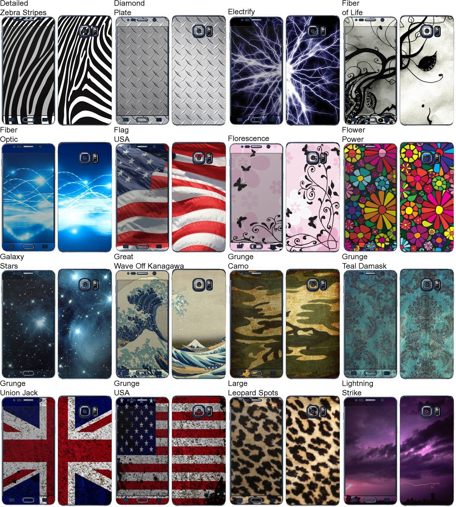Choose Any 2 Designs Vinyl Skins / Decals / Stickers for Samsung Galaxy ...