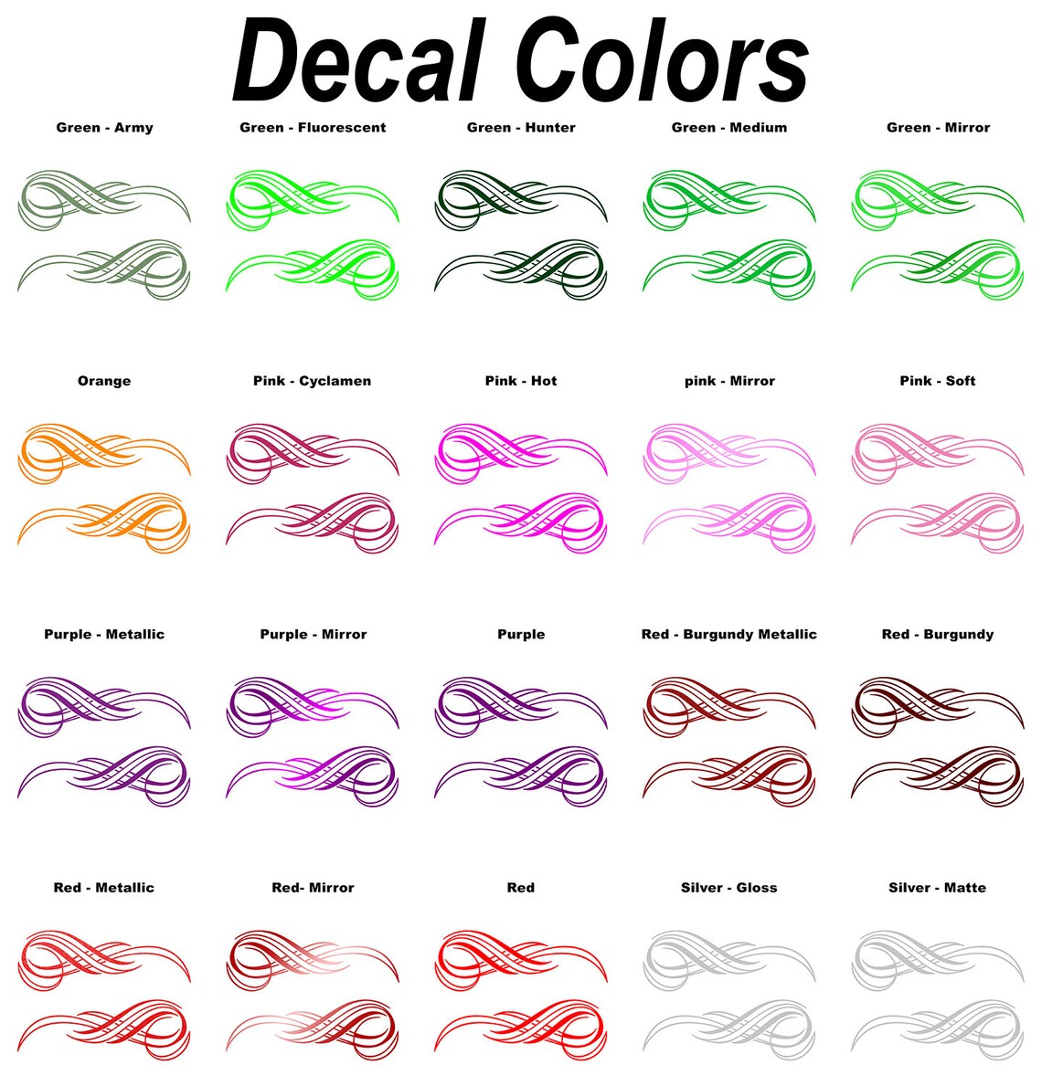 Pinstripe Decal / Scroll Pair Many Colors and Sizes to Choose - Etsy