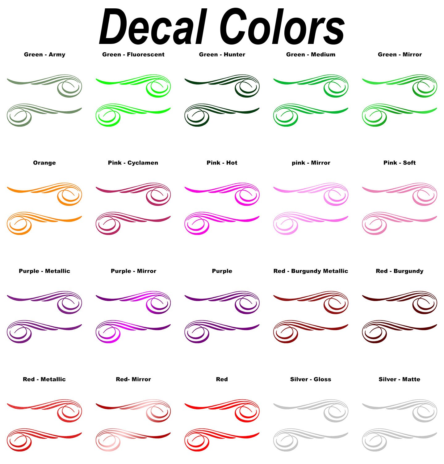 Pinstripe Decal / Scroll Pair Many Colors and Sizes to Choose - Etsy