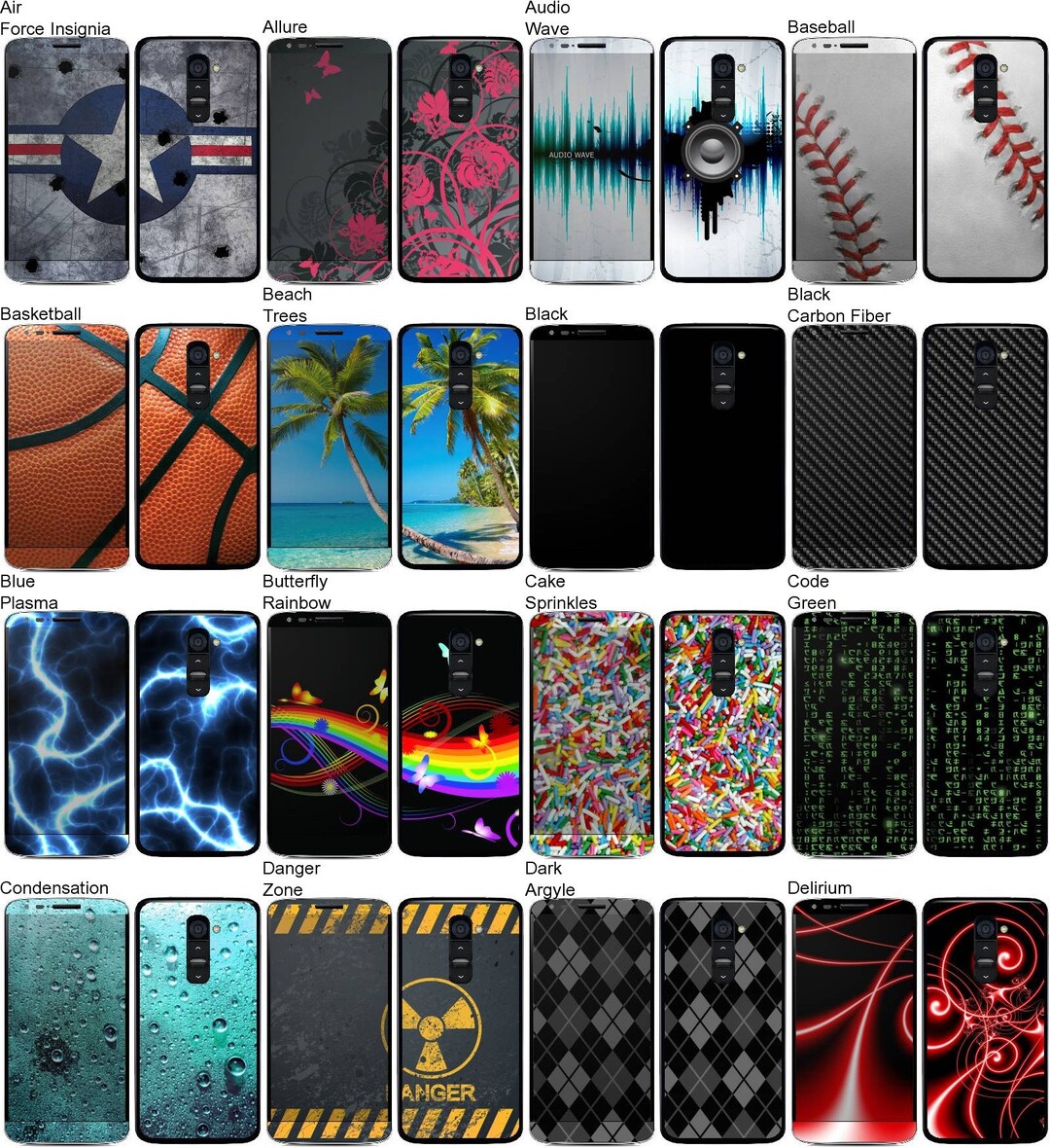Choose Any 2 Designs - Vinyl Skins / Decals / Stickers for LG G2 ...