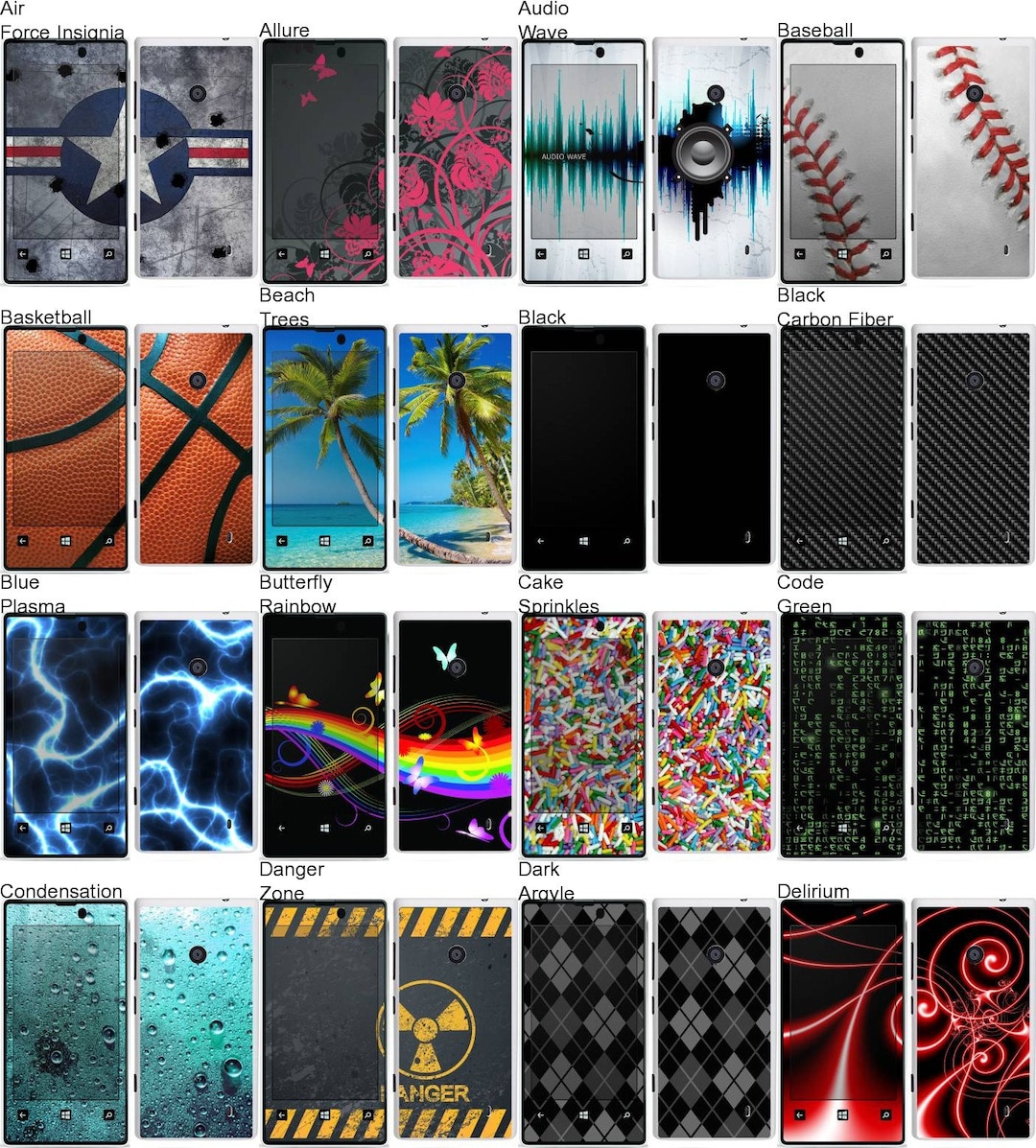 Choose Any 2 Designs - Vinyl Skins / Decals / Stickers for Nokia Lumia ...