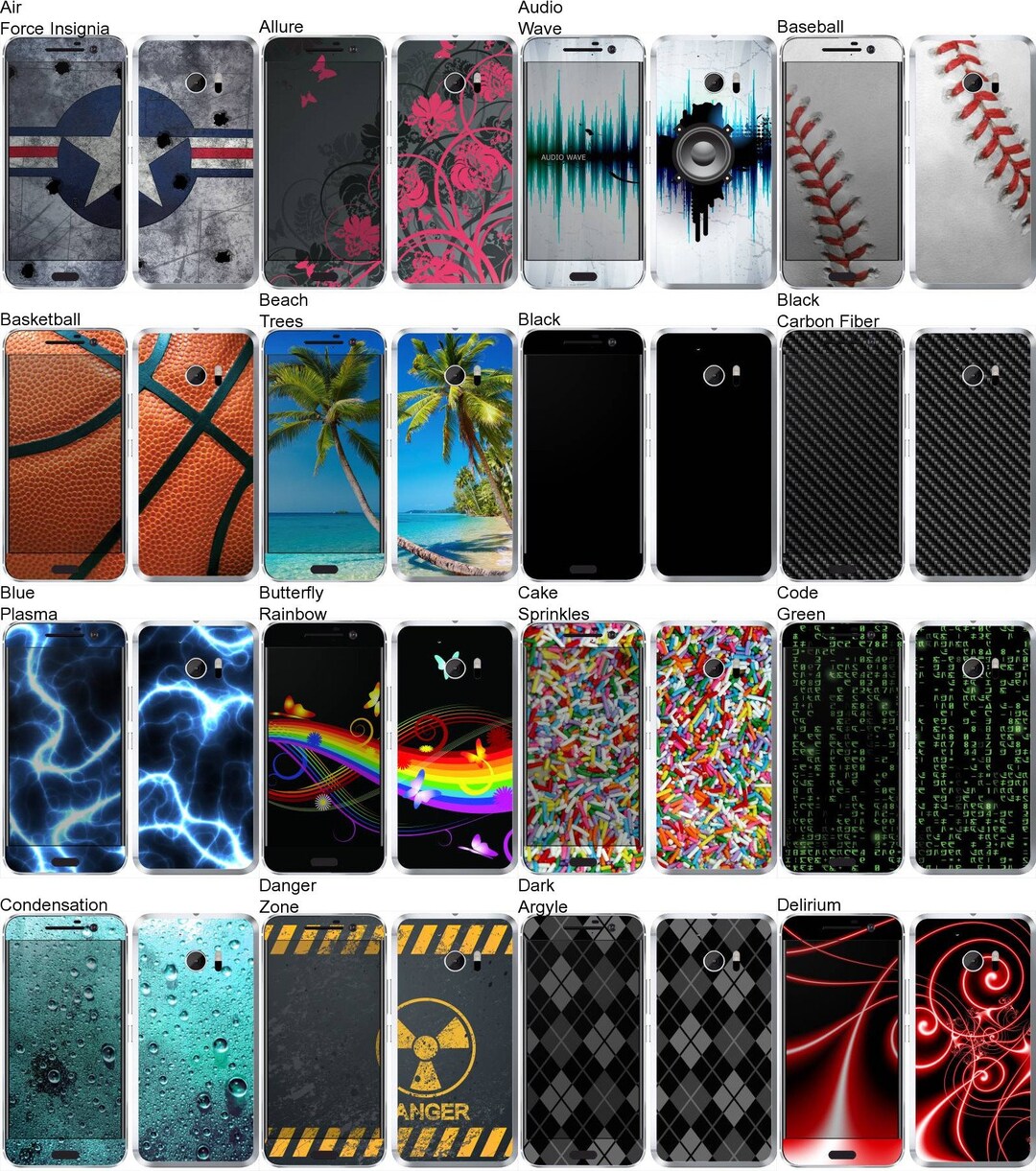 Choose Any 2 Designs - Vinyl Skins / Decals / Stickers for HTC 10 ...