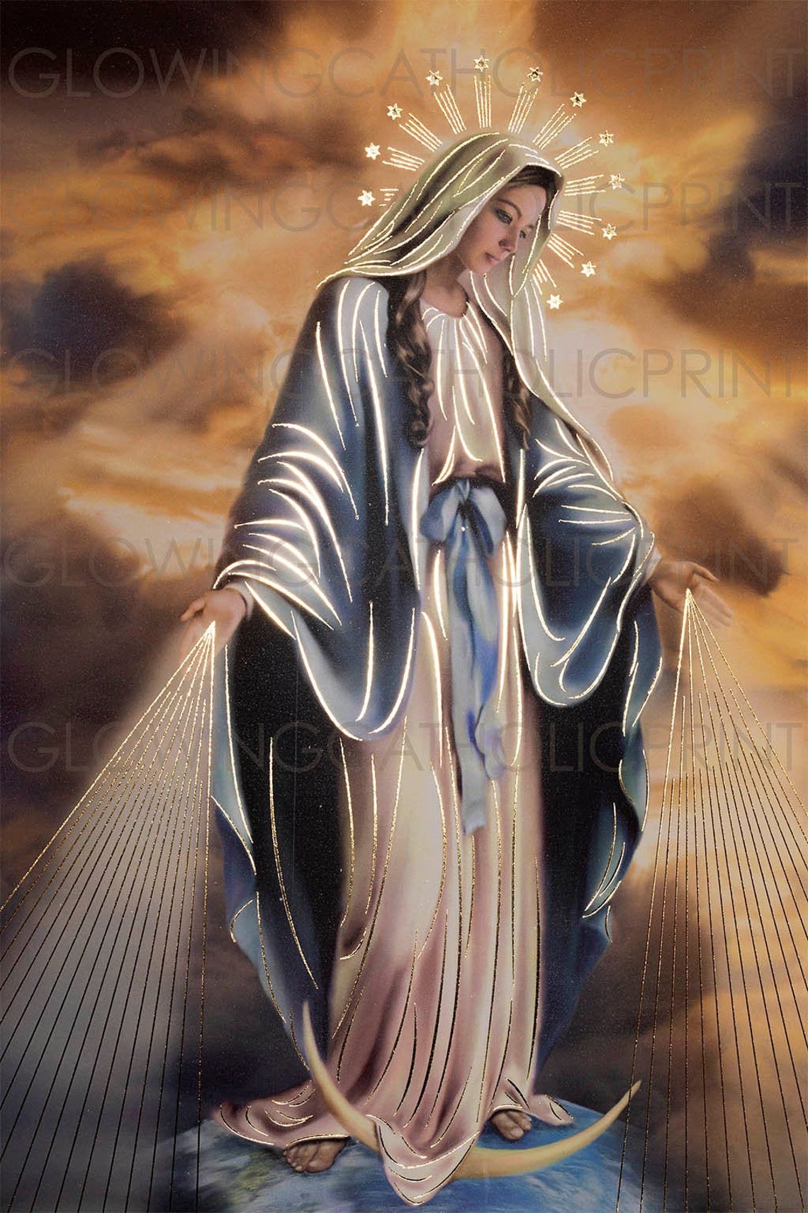 Our Lady of the Miracle Print, Our Lady of Miraculous Grace, Spiritual ...