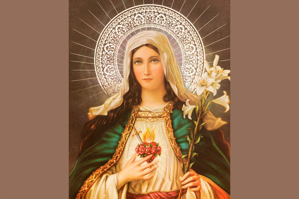 Sagrado Corazon De Maria Maria Sacred Heart 8x10 Print | Etsy