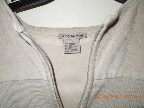 Escapade Natural Cotton Blend Zip Front Sweater with … - Gem