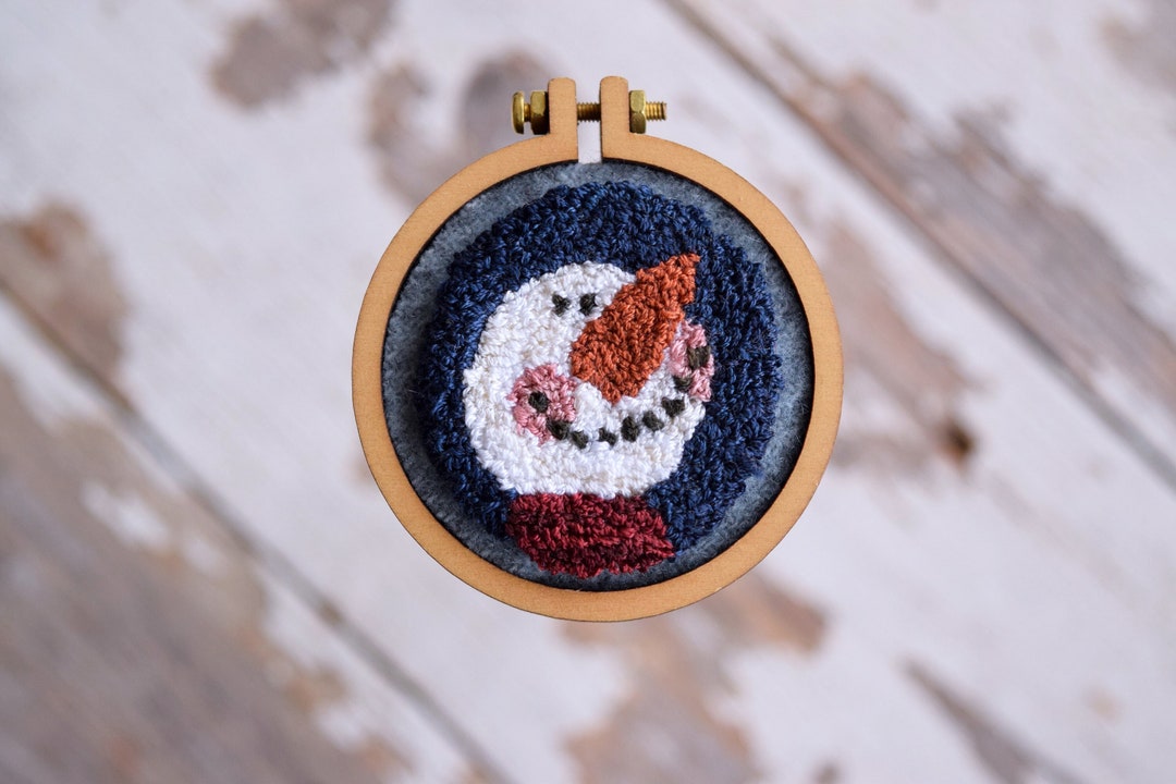 Homespun Hoops : Snowman Punch Needle Pattern + Fabric + Hoop - Etsy