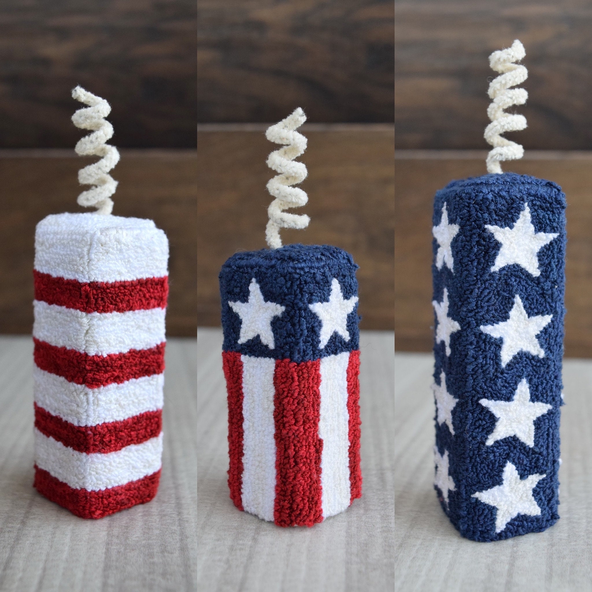 Firecrackers : Stars Punch Needle Pattern Fabric - Etsy