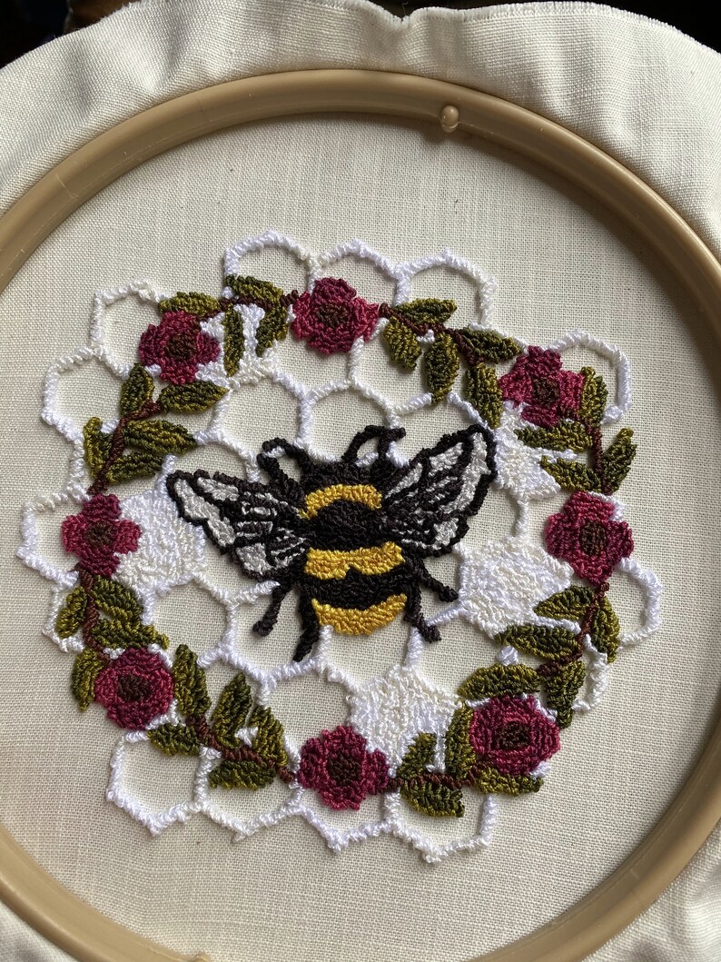 Bee Kind Punch Needle Pattern Fabric - Etsy