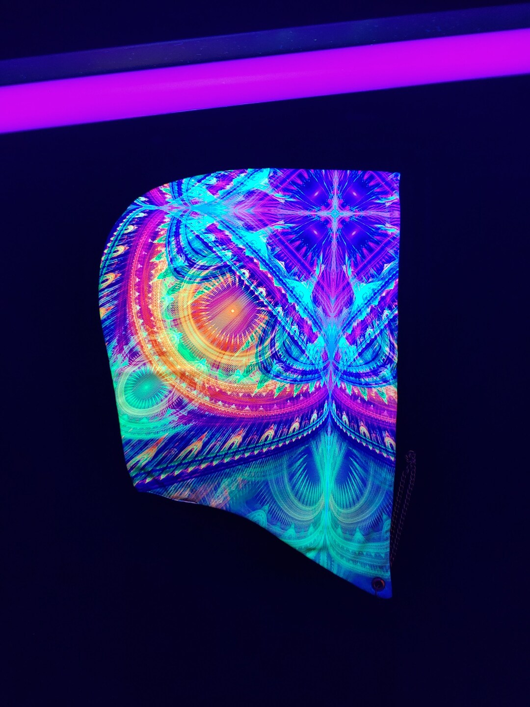 Blacklight UV Reactive Festival & Rave Hood With Chain and Fleece ...