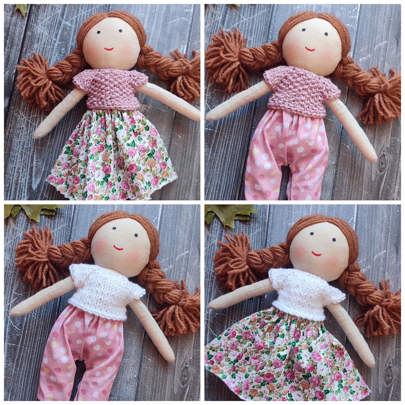 Handmade Rag Doll Girl With Clothes Personalised Cloth Doll With ...