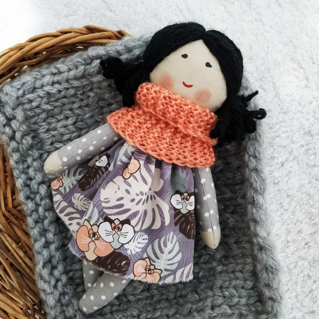 Asian Rag Doll With Black Hair Personalized Cloth Doll With Clothes ...