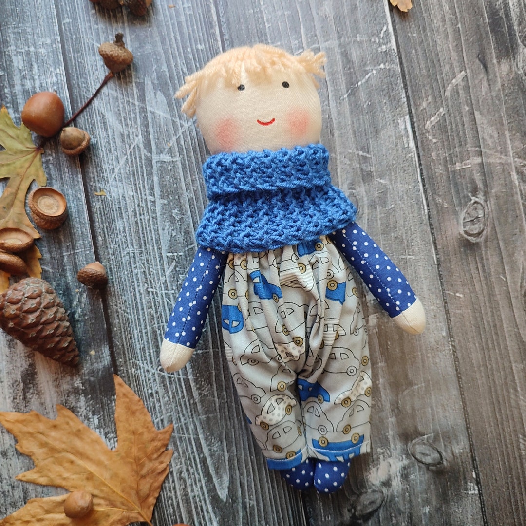 Rag Baby Doll Boy Handmade With Light Hair, Baby's First Doll Boy ...