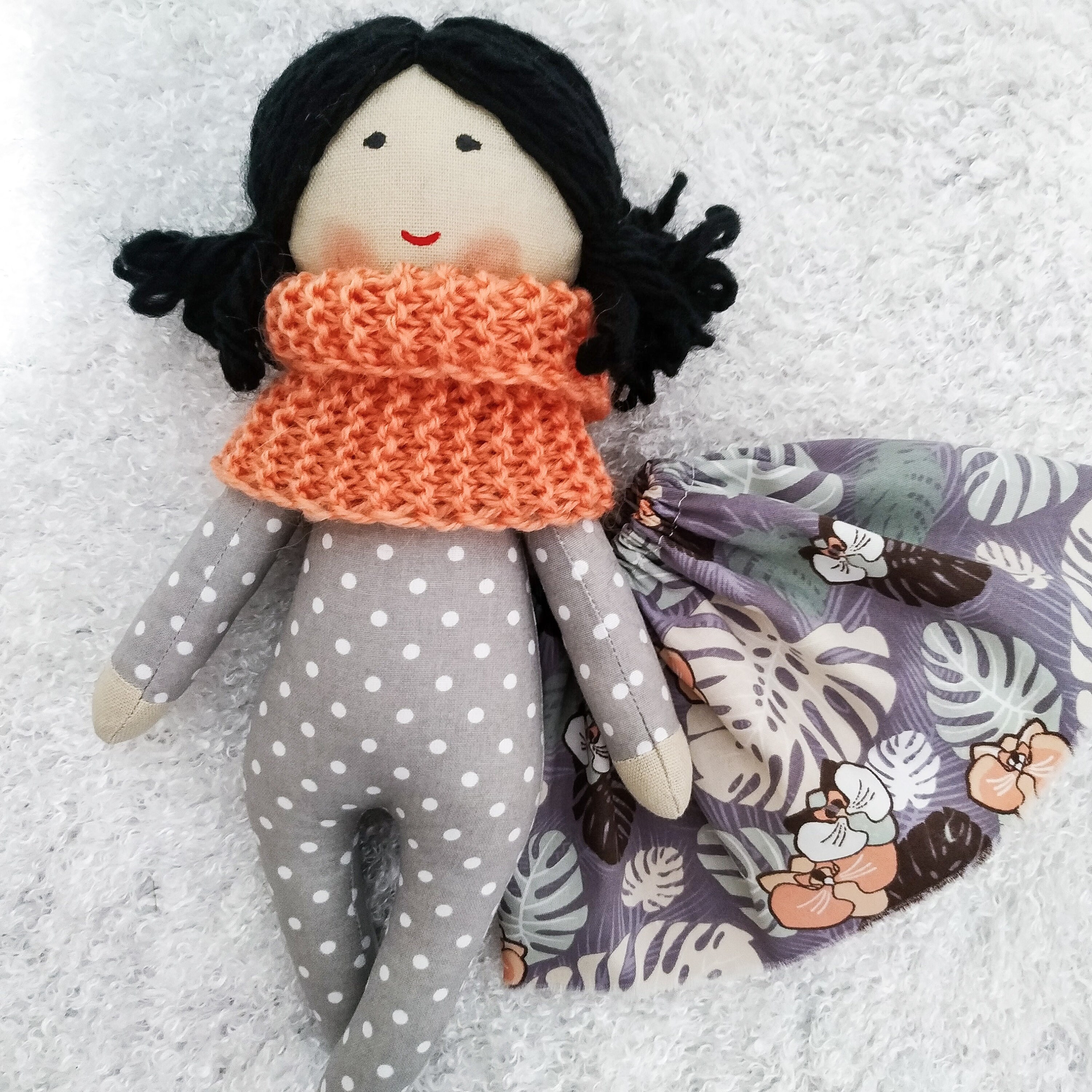Asian rag doll with black hair Personalized cloth doll with | Etsy