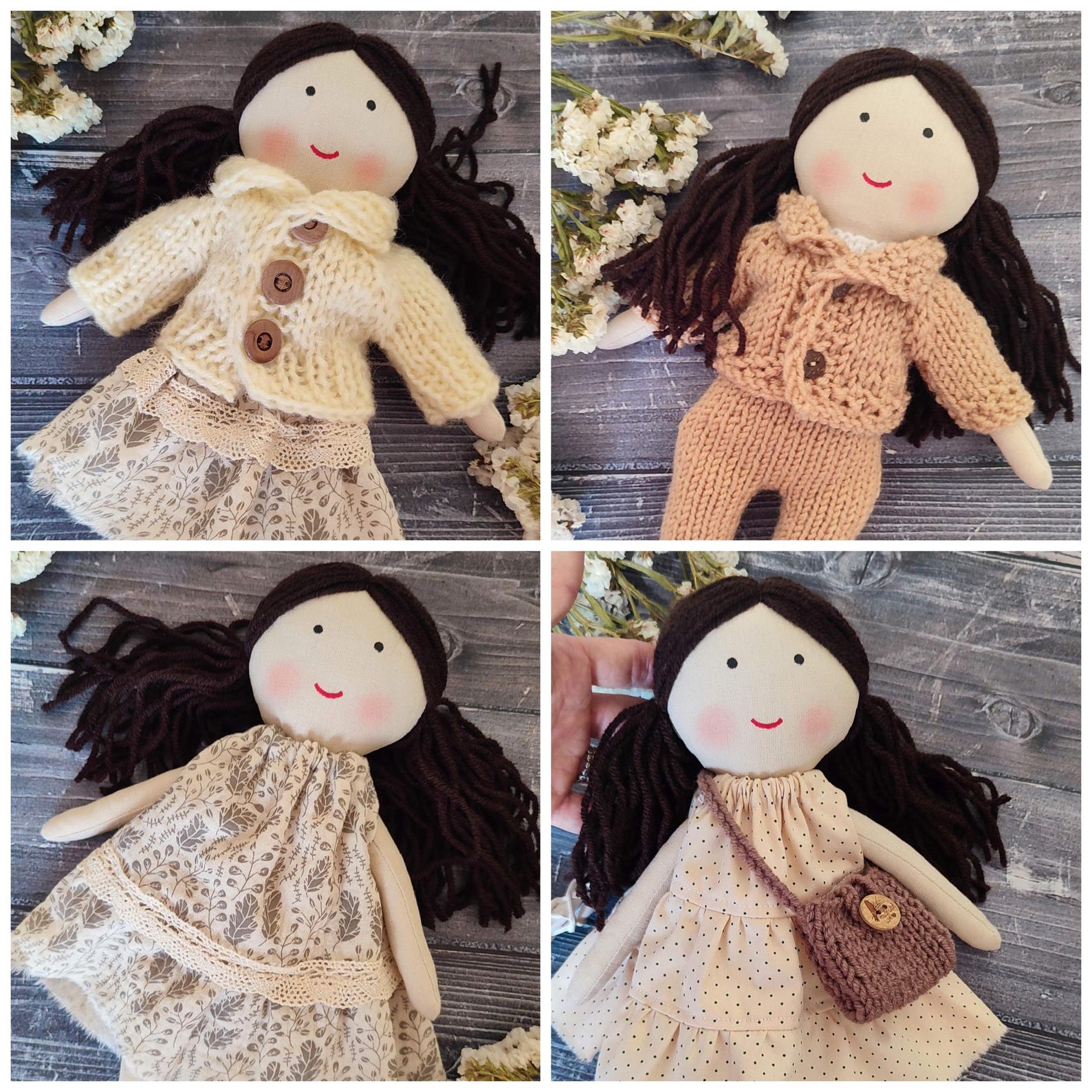Handmade Rag Doll Girl With Clothes Personalised Cloth Doll With ...