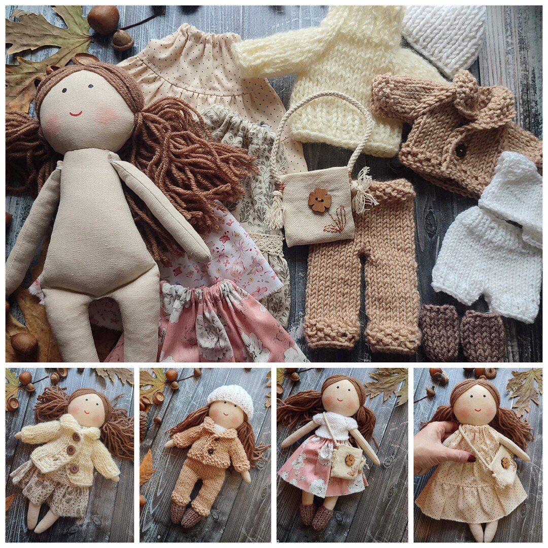 Handmade Rag Doll Girl With Clothes Personalised Cloth Doll With ...