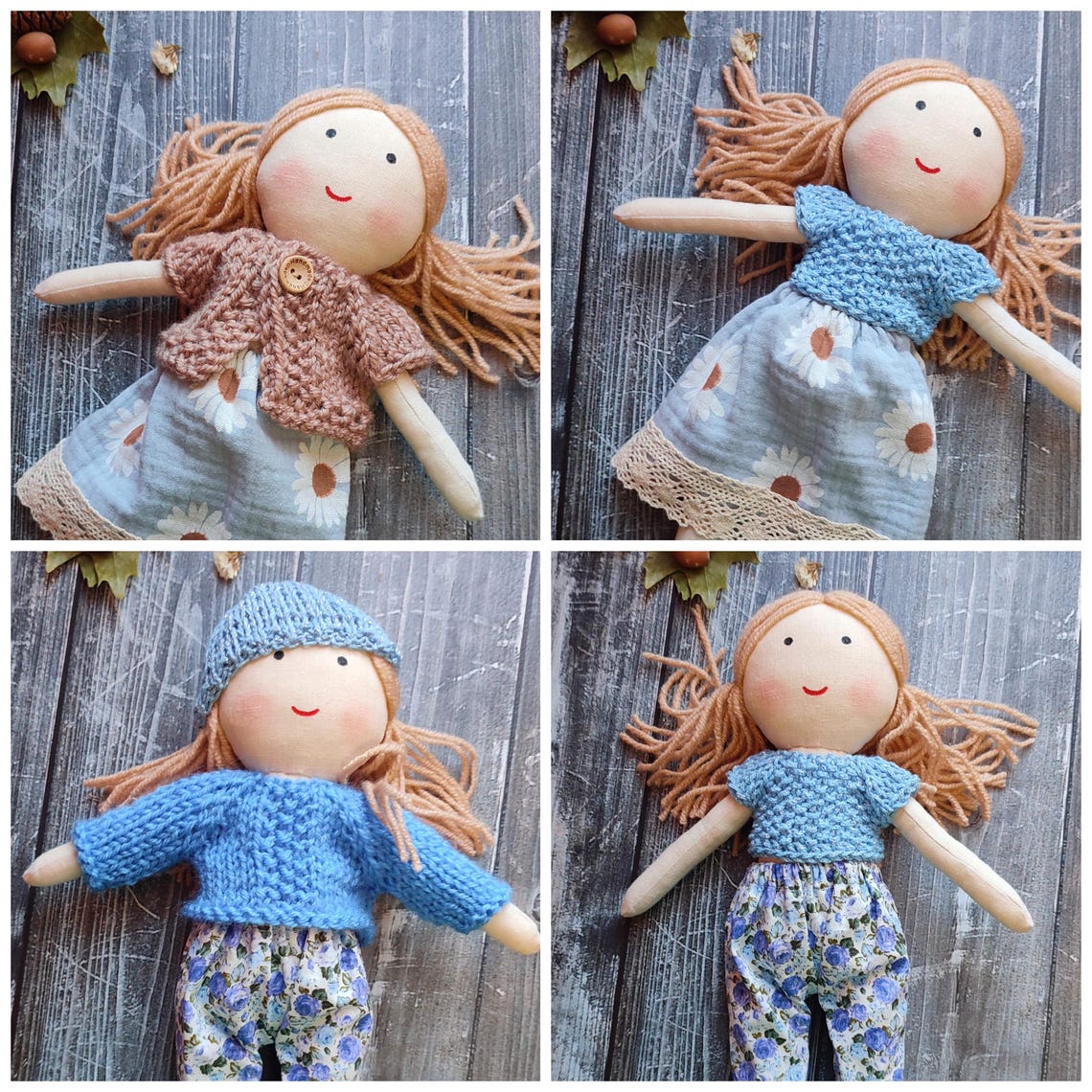 Handmade Rag Doll Girl With Clothes Dolls Outfit Set With Fabric Doll ...