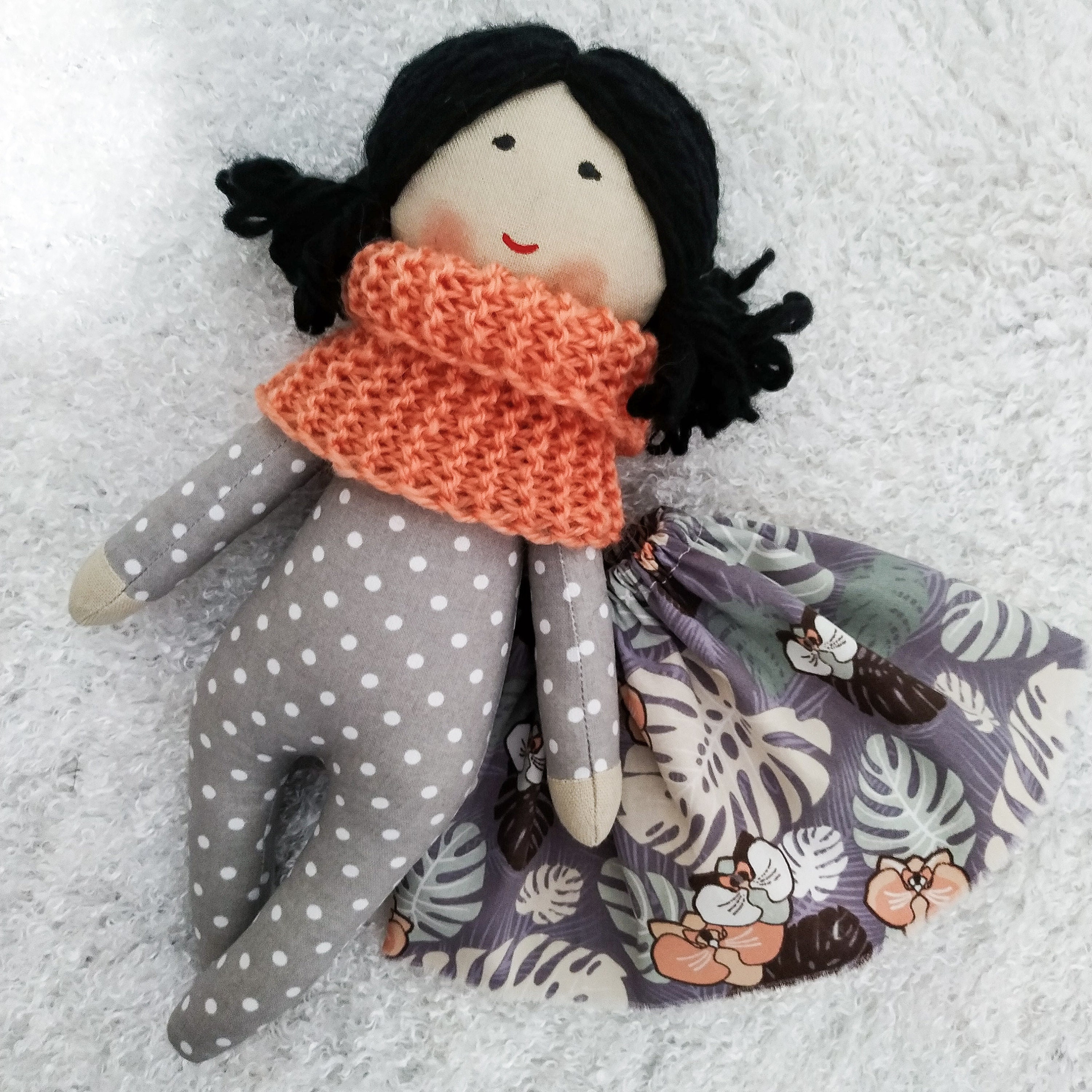 Asian rag doll with black hair Personalized cloth doll with | Etsy