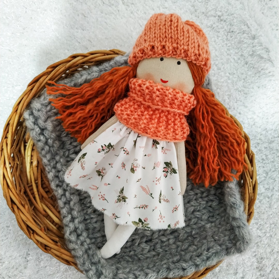 Textile First Rag Doll 12 Heirloom Cloth Doll Girl With Red Hair Fabric ...