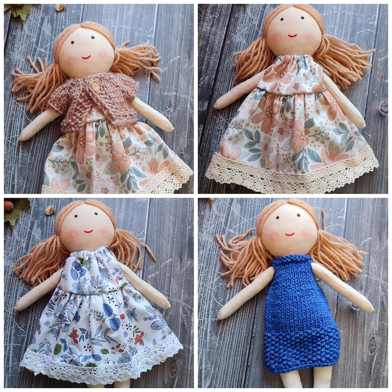 Handmade Rag Doll Girl With Clothes Dolls Outfit Set With Fabric Doll ...