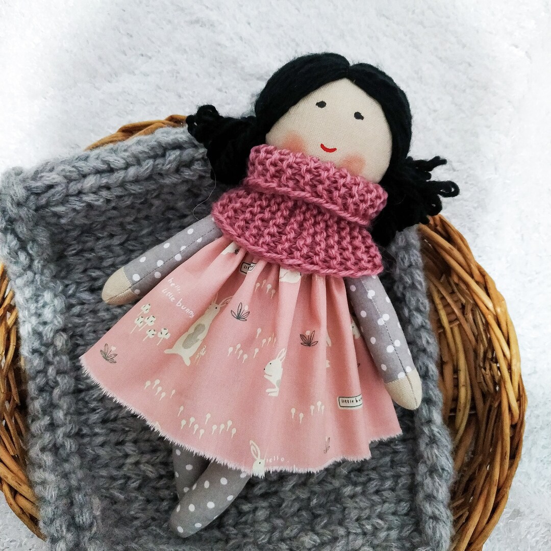 Asian Rag Doll Girl With Black Hair Personalized Cloth Doll With ...
