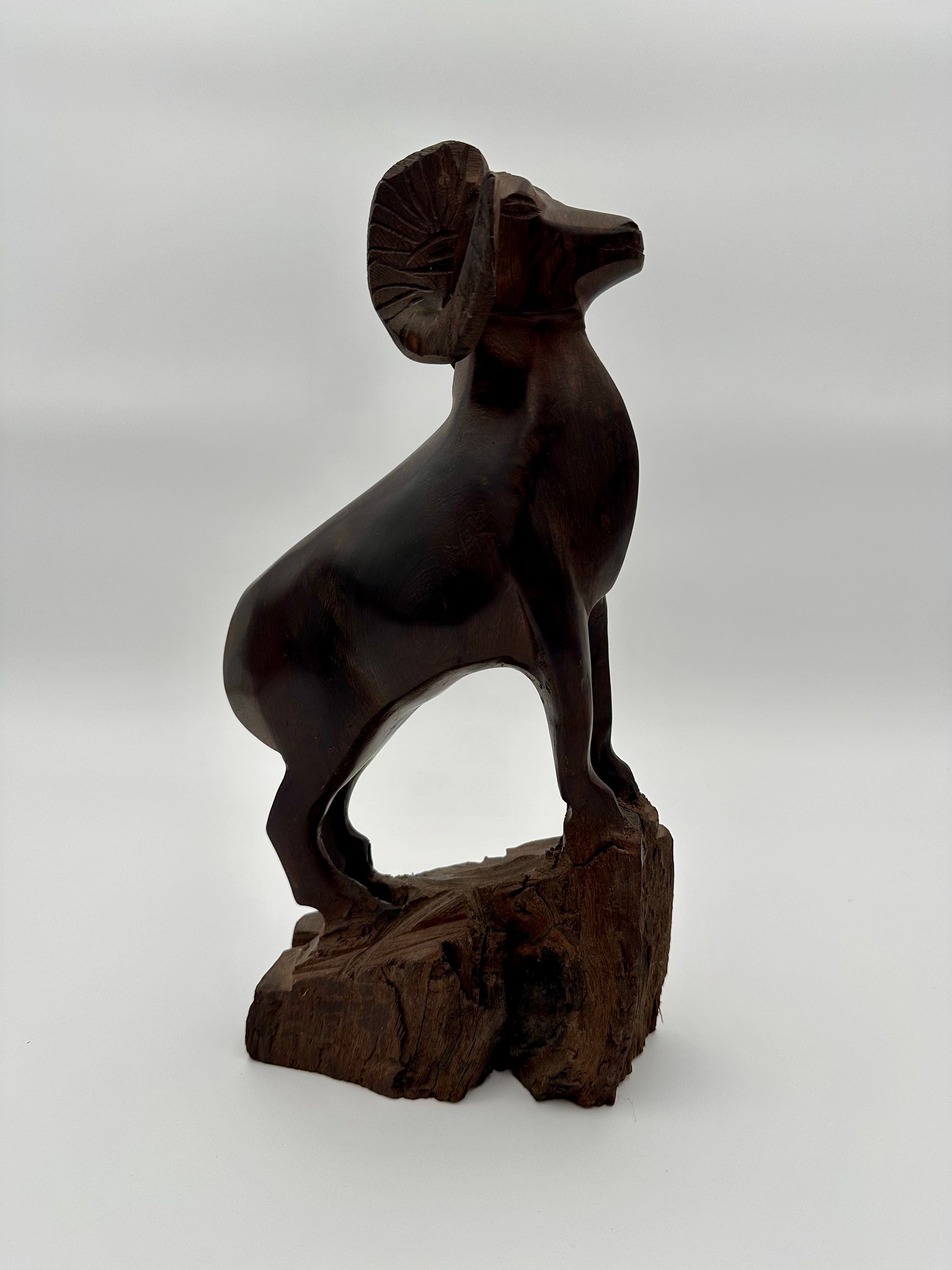Vintage Ironwood Sculpture of a Ram - Etsy