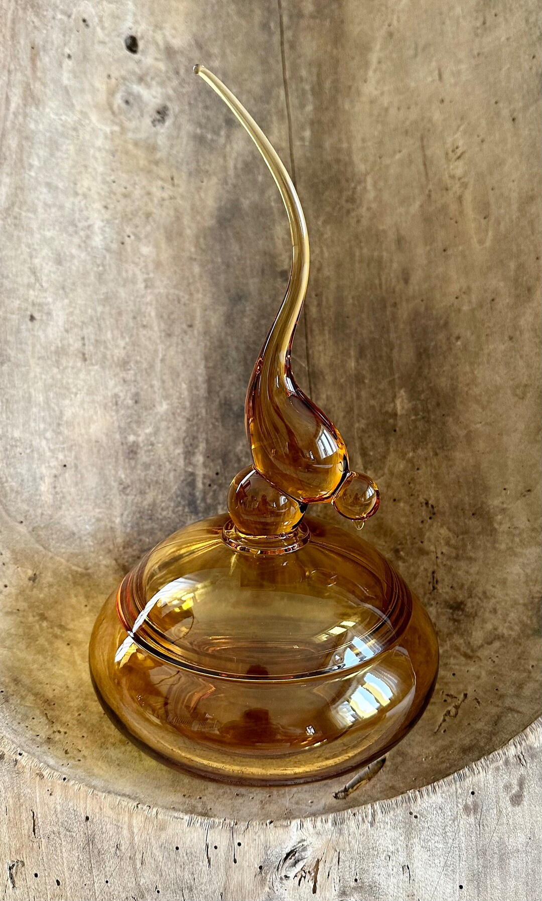 Vintage 1960s Viking Tailed Bird Amber Glass Candy Jar - Etsy