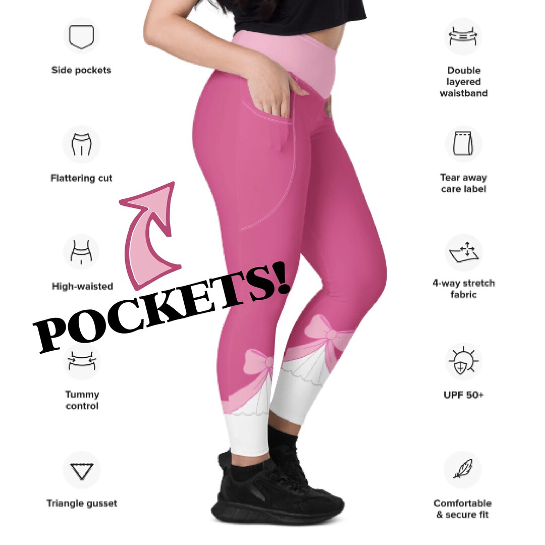 Cinderella Pink Dress Running Costume Recycled Leggings With Pockets - Etsy