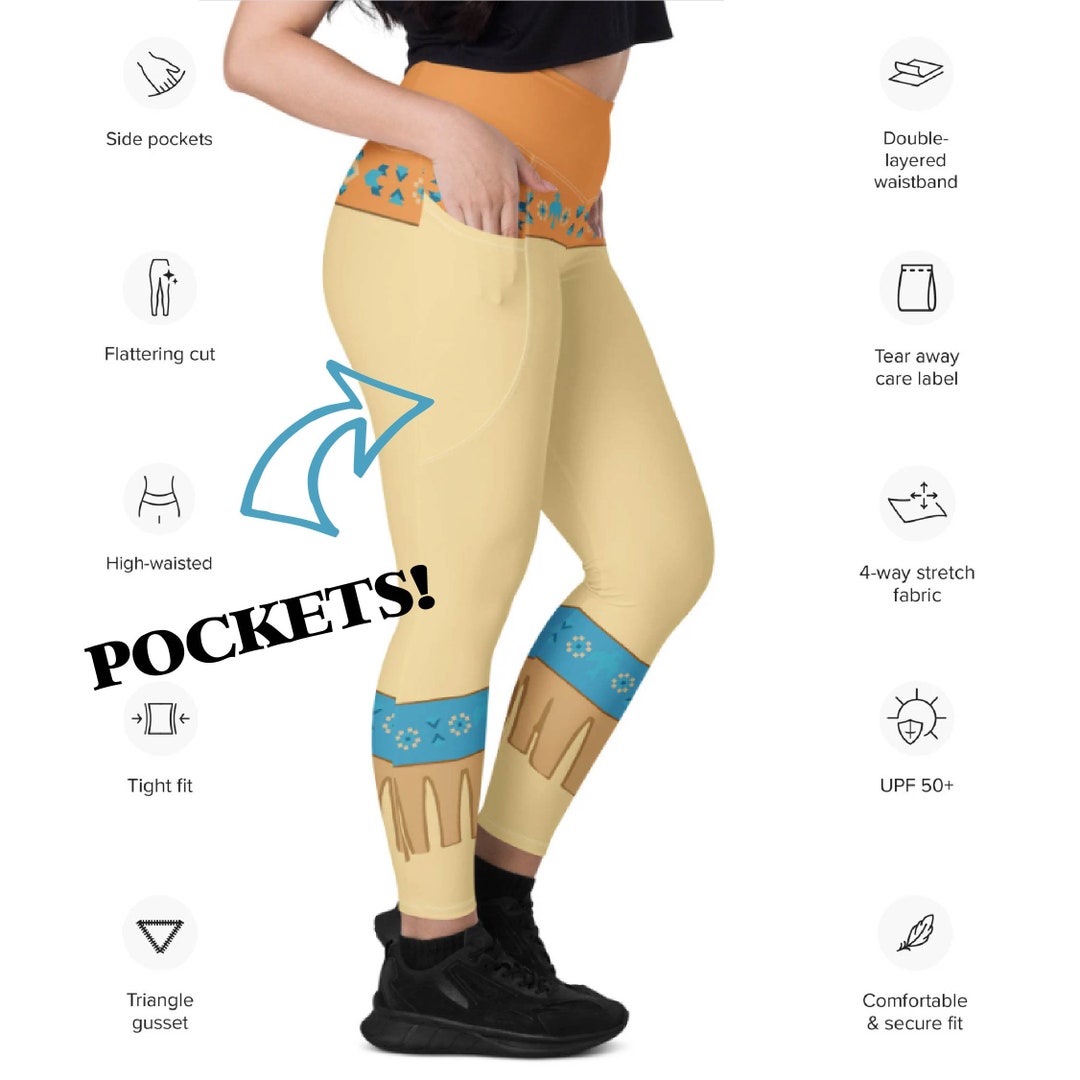 Pocahontas Princess Running Costume Recycled Leggings With Pockets - Etsy